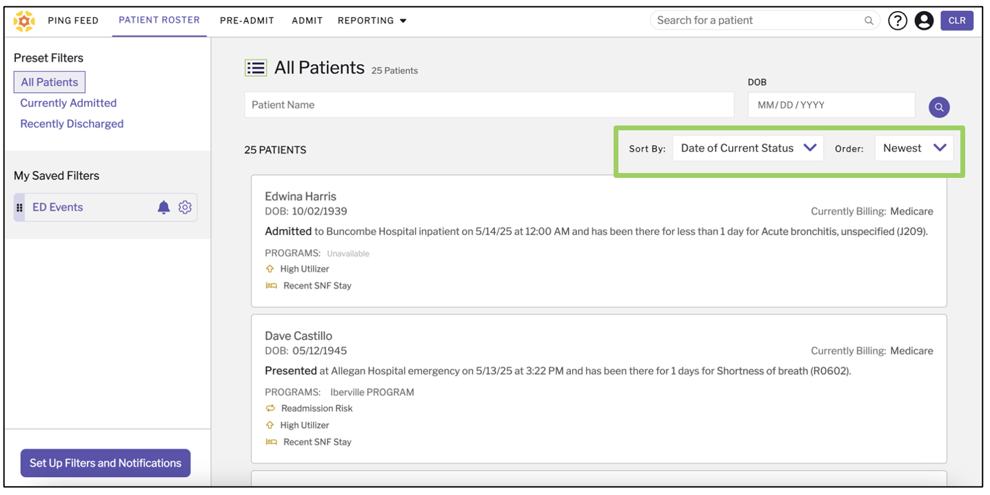 Patient Roster – Pings Support Center